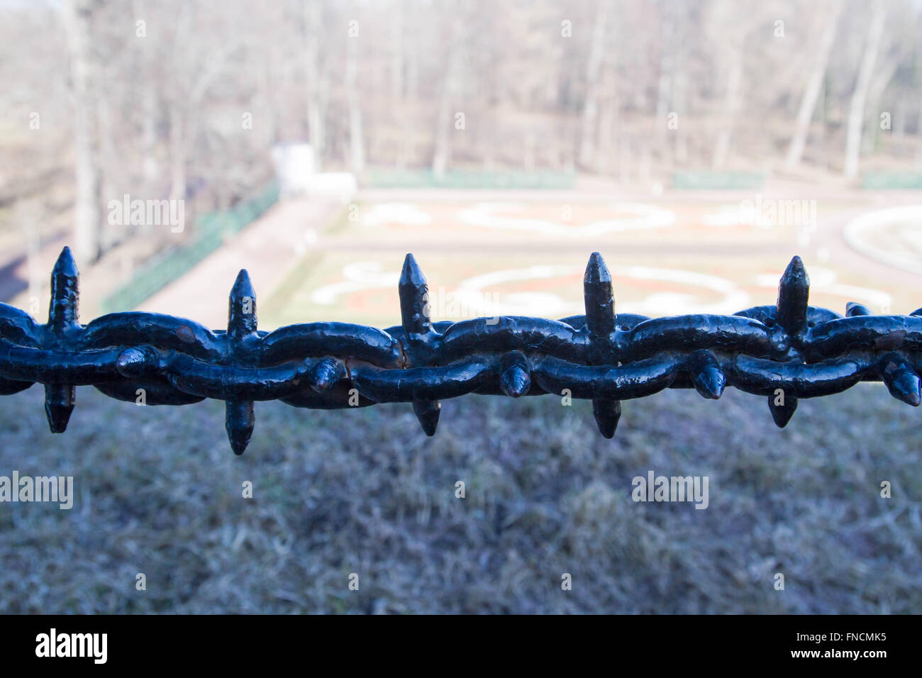 Decorative fence hanging chain obstruction Stock Photo - Alamy