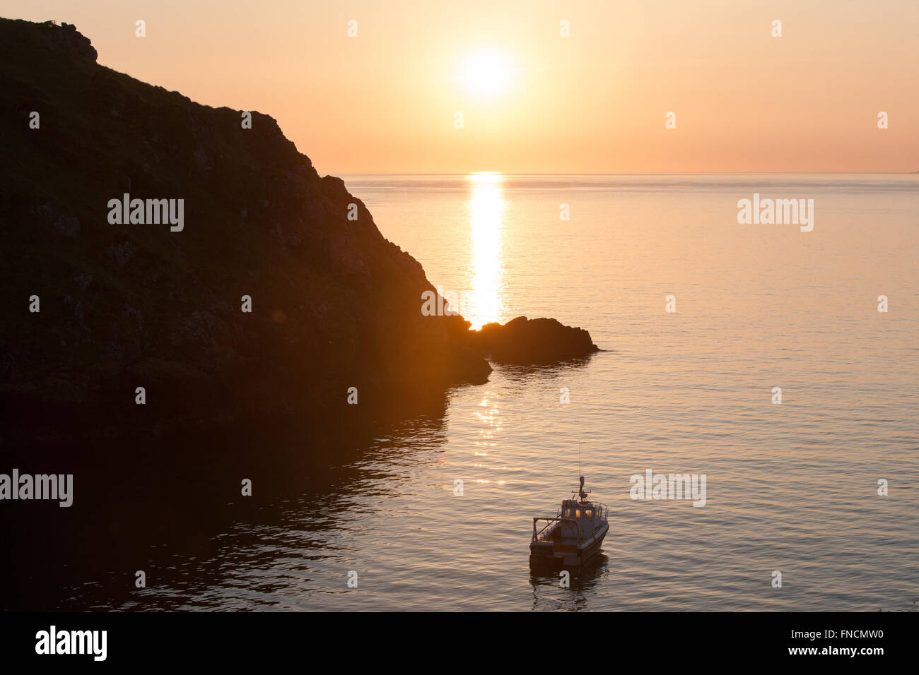 Martin's Haven Harbour at sunset,golden light with Princess Dale boat ...