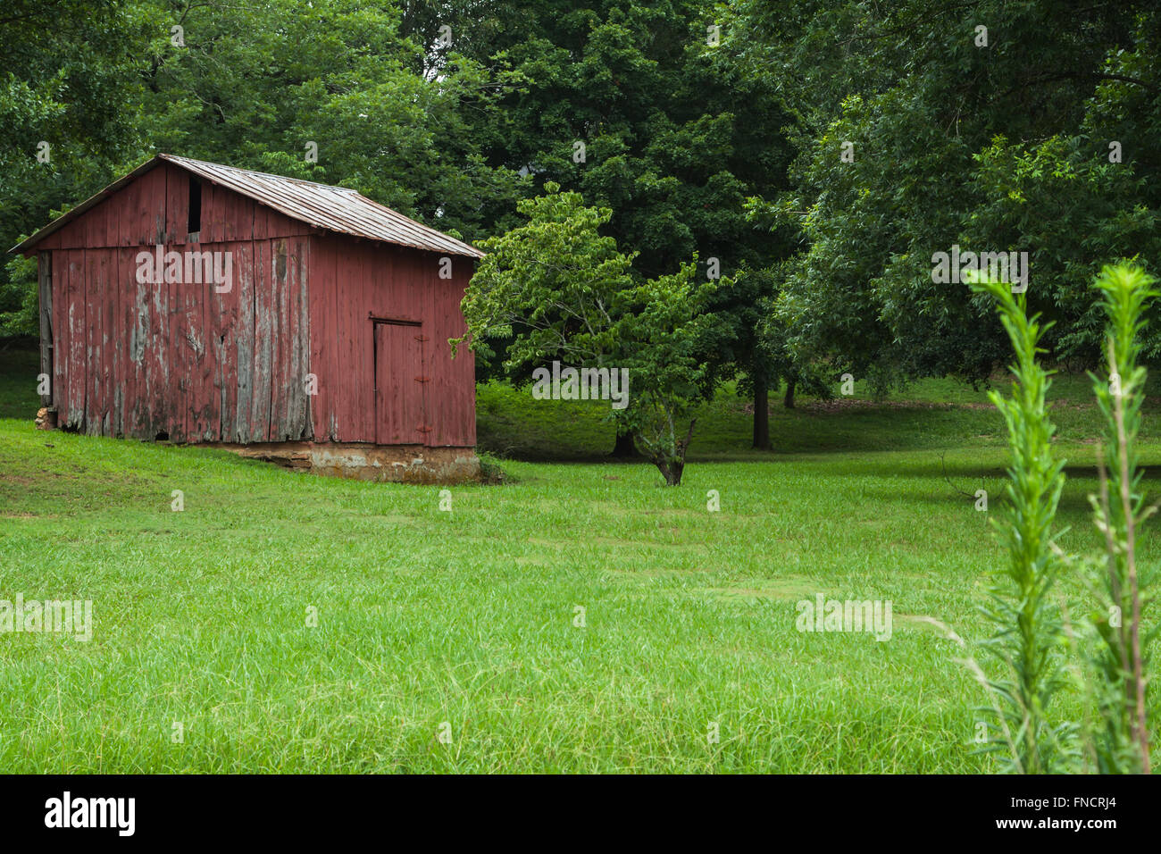 Red farm Shed Stock Photo - Alamy