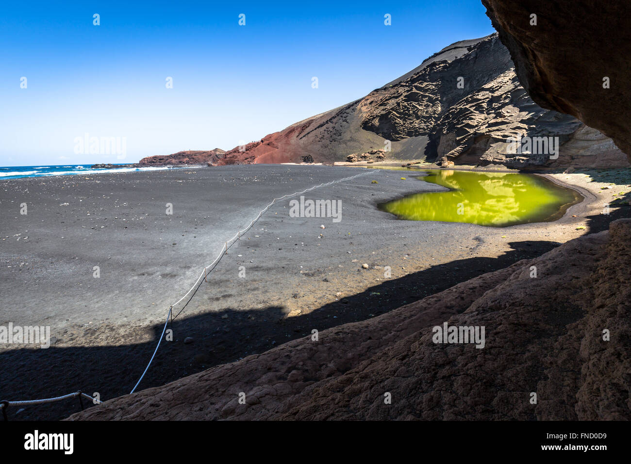 Green Lagoon at El Golfo, Lanzarote, Canary Islands Stock Photo - Alamy