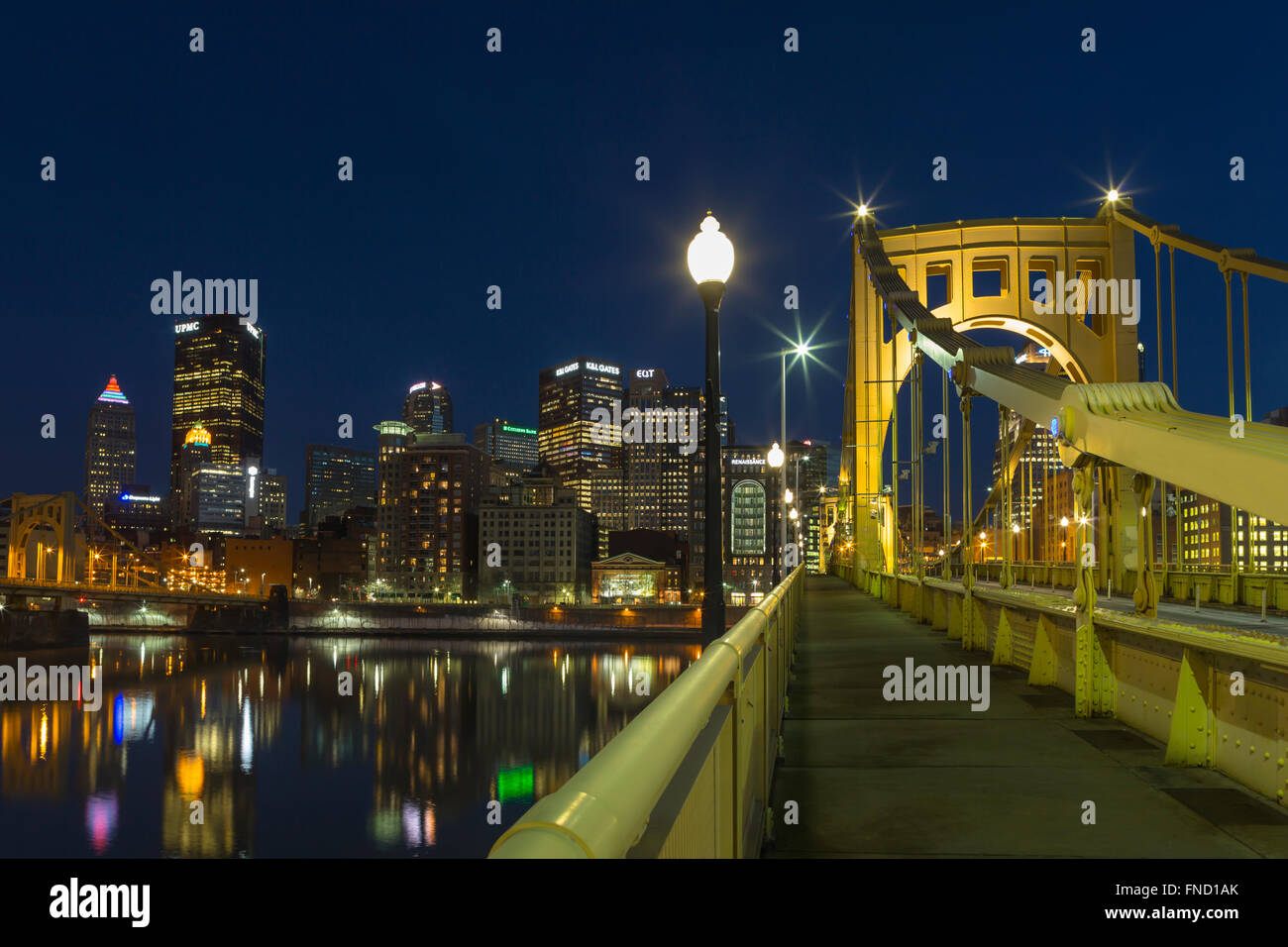 ROBERTO CLEMENTE BRIDGE DOWNTOWN SKYLINE ALLEGHENY RIVER PITTSBURGH ...
