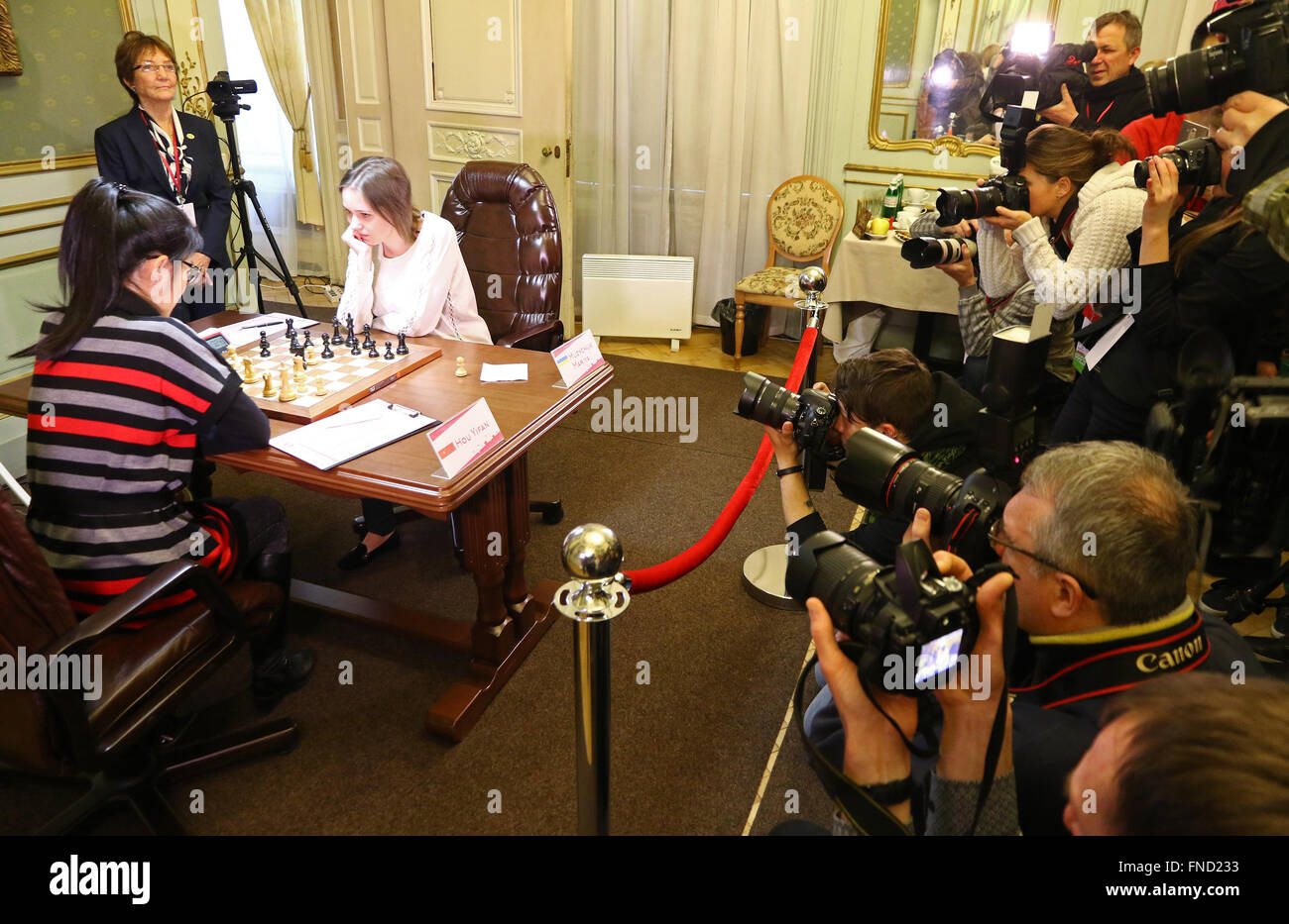 LVIV, UKRAINE - MARCH 11, 2016: 7th game of FIDE Women's World Chess ...