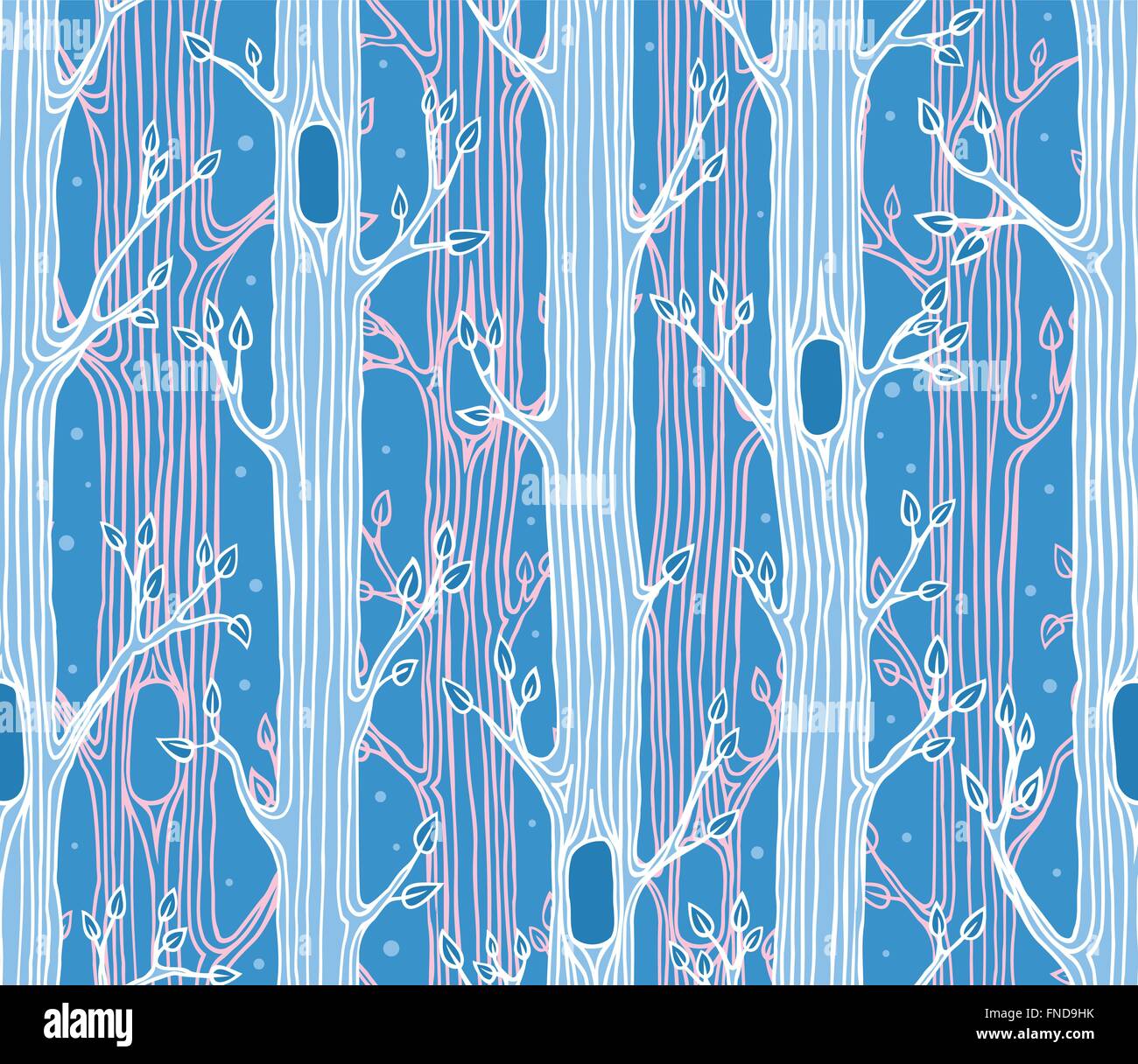Seamless pattern with blue trees, fantasy background, forest at spring ...