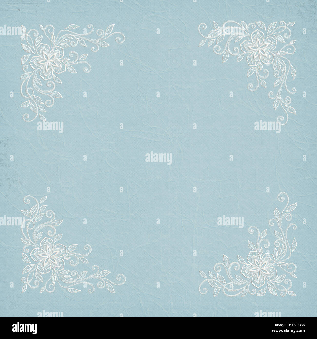 Elegant lace corner frame on soft pastel blue textured background Stock ...