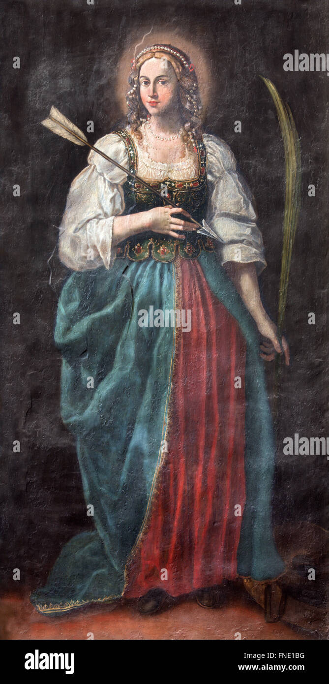 CORDOBA, SPAIN - MAY 26, 2015: The fresco of early christian martyr st ...