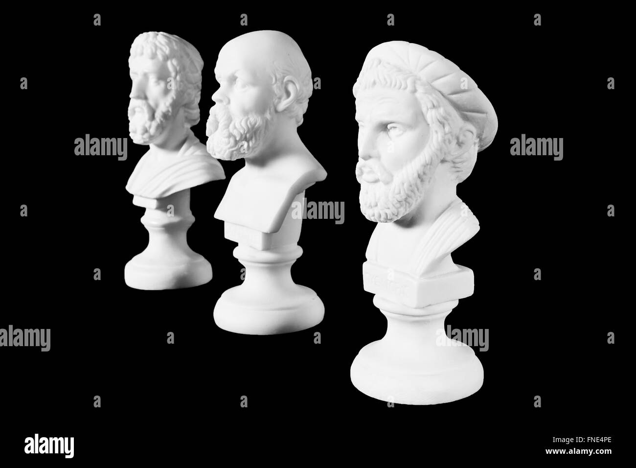 White marble bust of ancient greeks (Sophocles, Pythagoras, Socrates ...