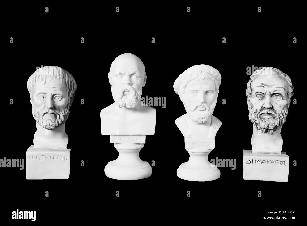 White marble bust of ancient greeks (Socrates, Dimokritos, Aristoteles ...