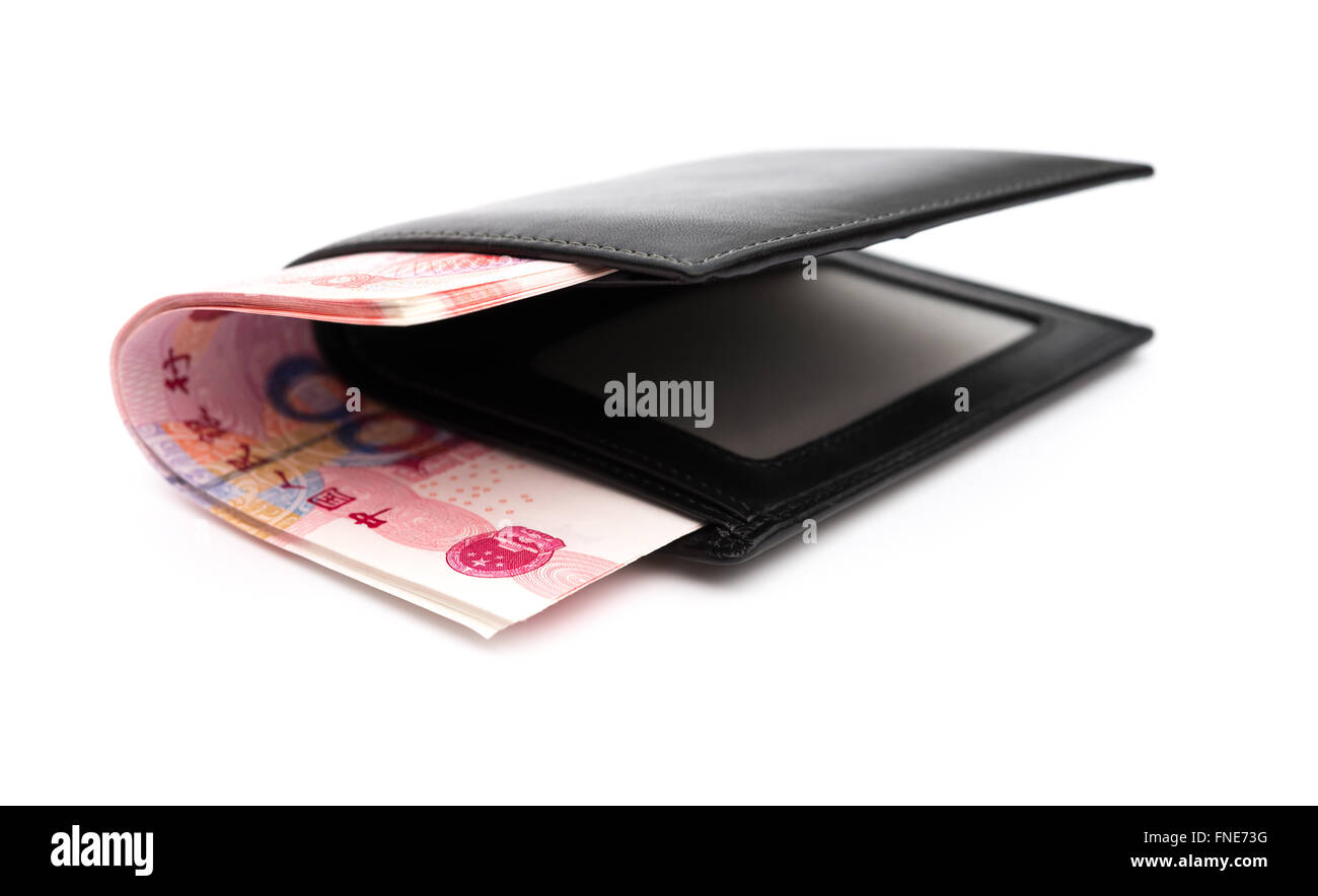 wallet with RMB 100 paper currency with clipping path Stock Photo - Alamy