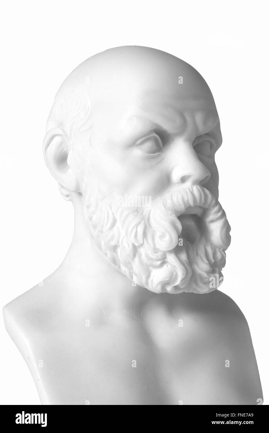 White marble bust of the greek philosopher Socrates, isolated on white ...
