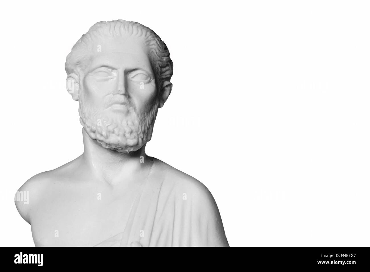 White marble bust of the greek physician Hippocrates, isolated on white ...