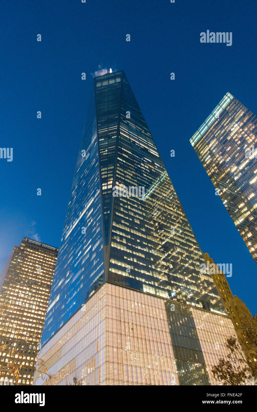 World Trade Center towers NYC one 1 Freedom top Stock Photo - Alamy