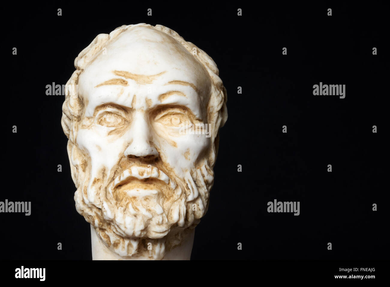 White marble bust of the greek philosopher Dimokritos, isolated on ...