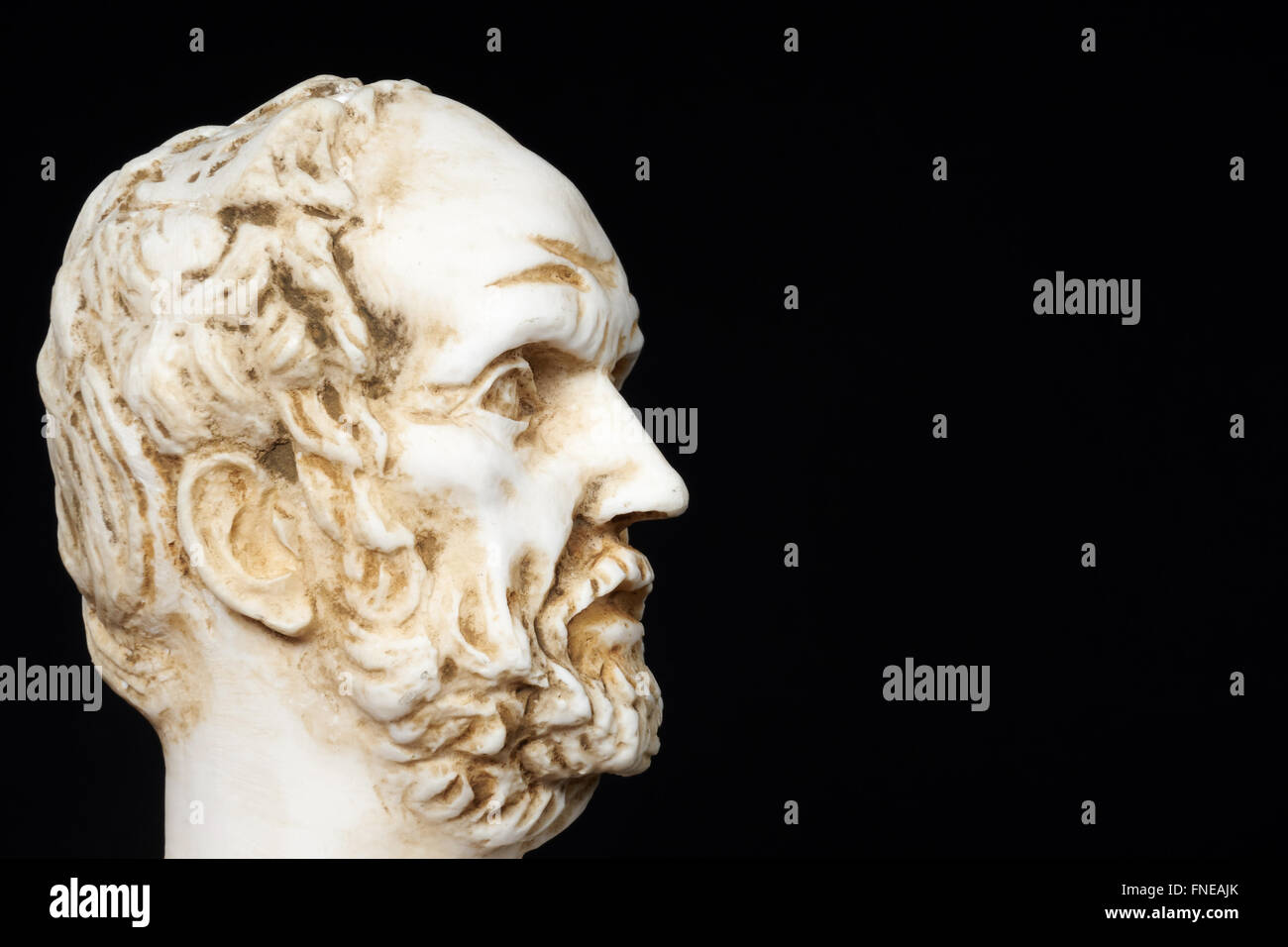 White marble bust of the greek philosopher Dimokritos, isolated on ...