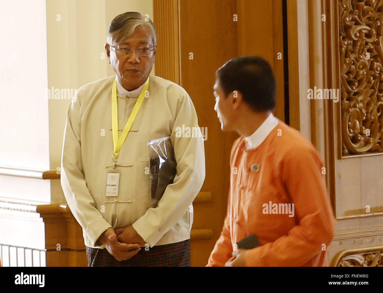 Nay Pyi Taw, Myanmar. 15th Mar, 2016. Presidential candidate U Htin ...
