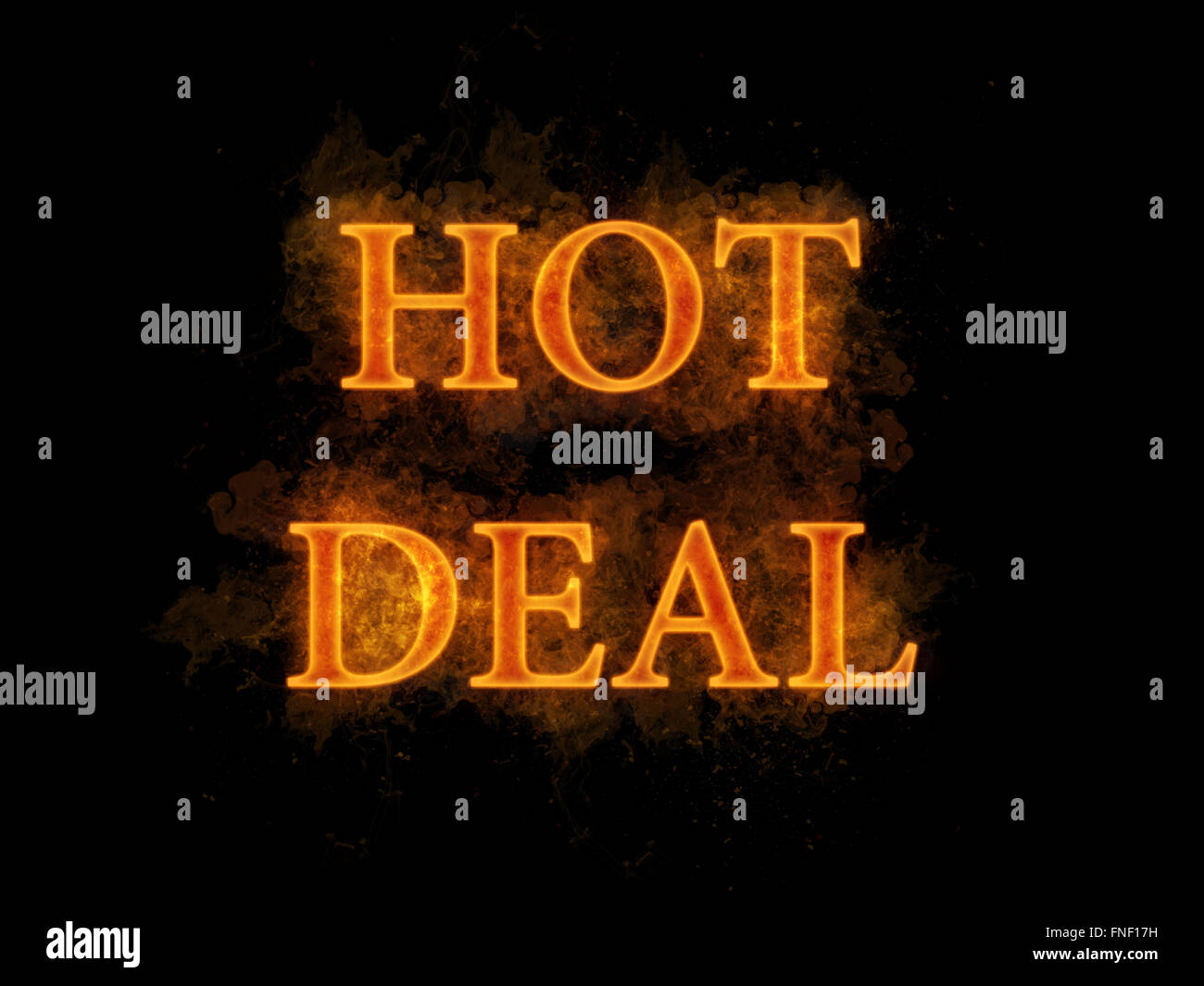 Fire hot deal text written on black background with flames Stock Photo ...