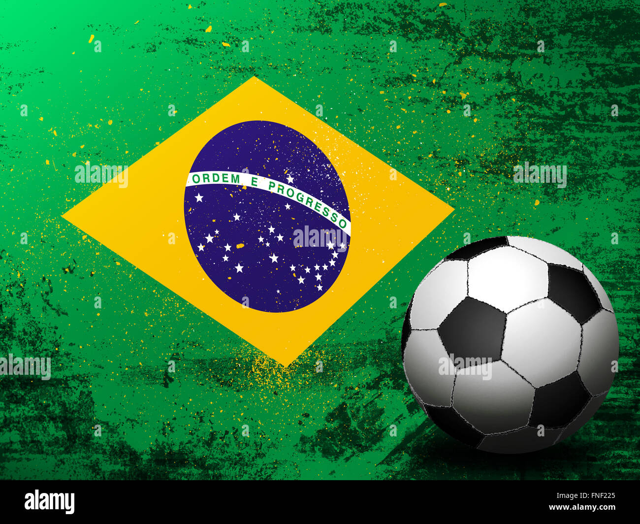 Brazil flag and football ball grunge background Stock Photo - Alamy