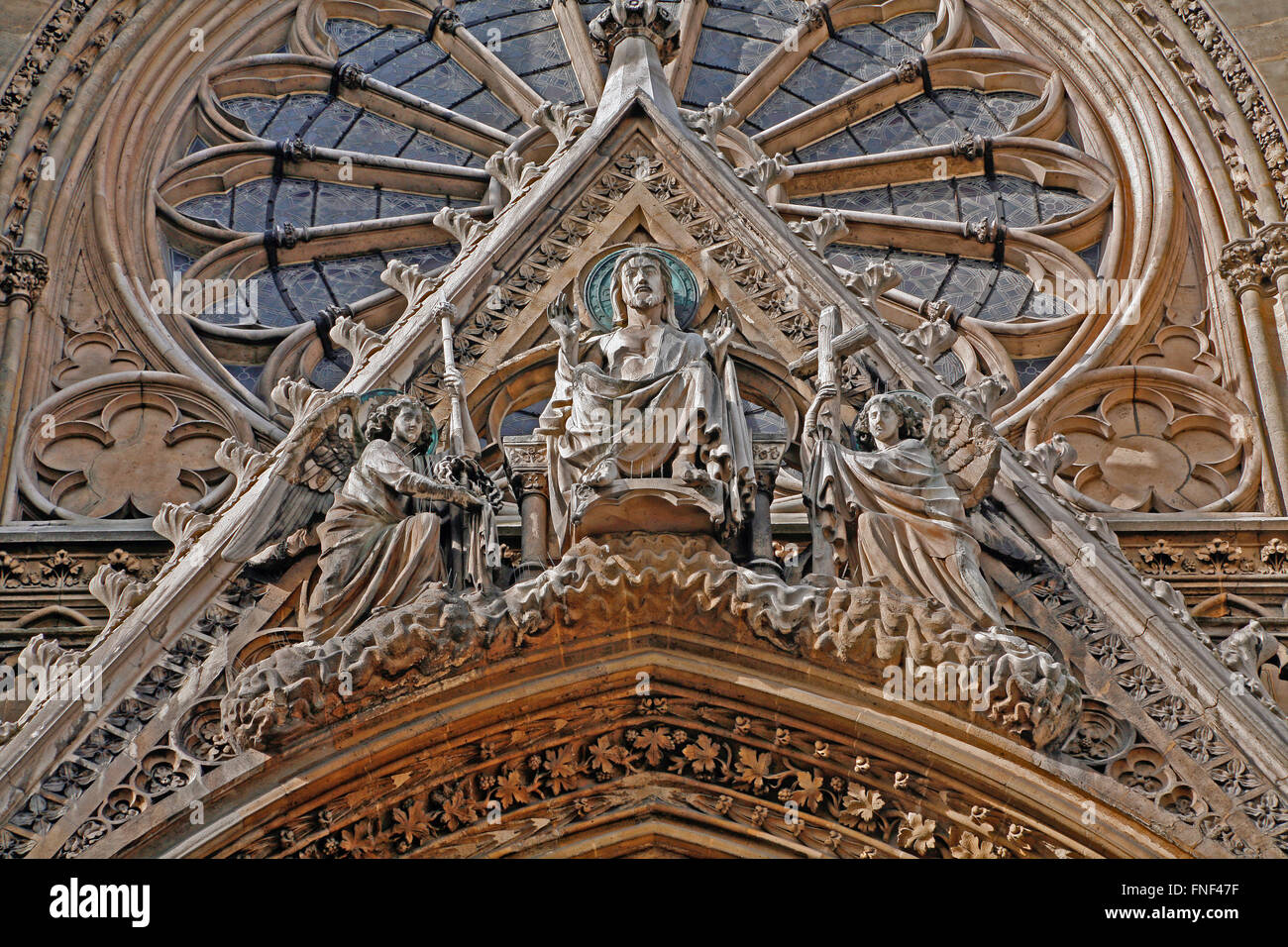 Paris - detail from facade of Saint Clotilde gothic church Stock Photo ...