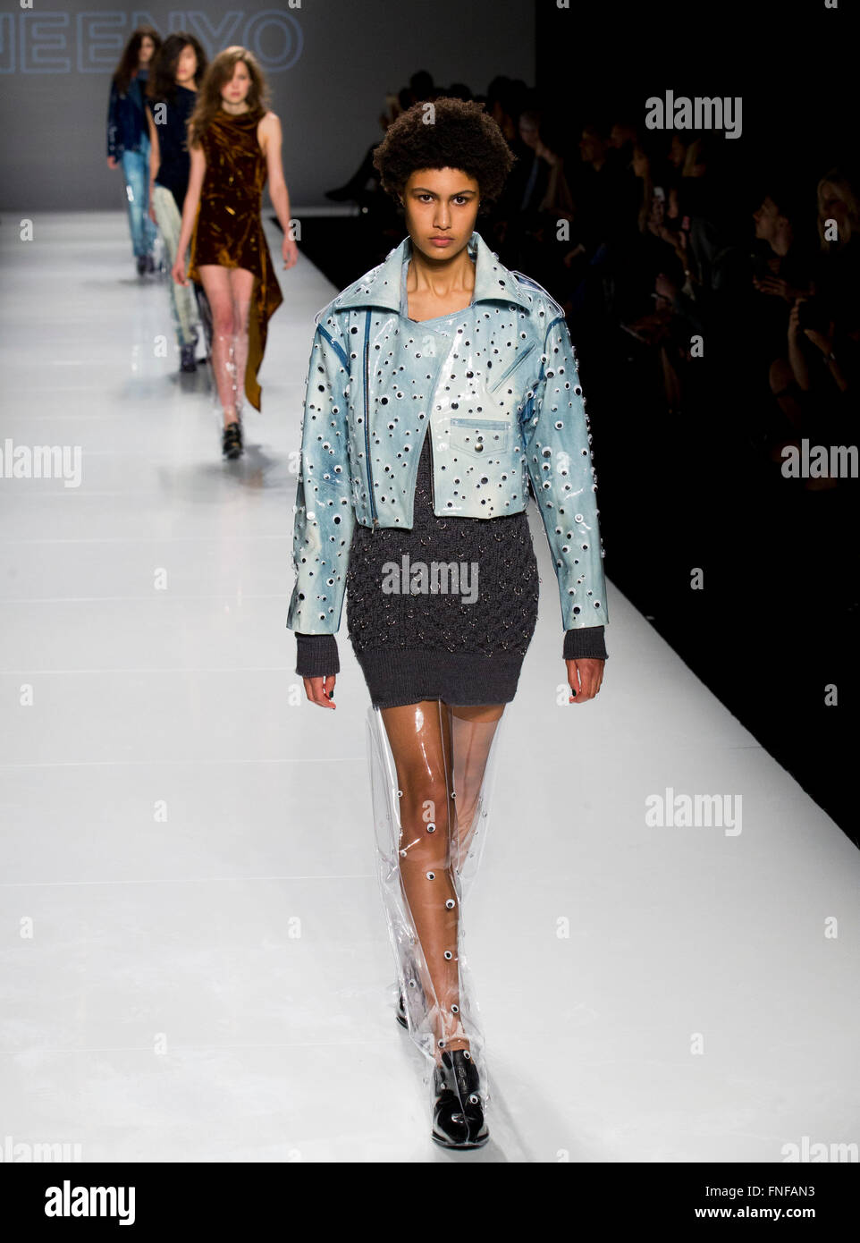 Toronto, Canada. 14th Mar, 2016. Models walk the runway wearing Mikhael ...