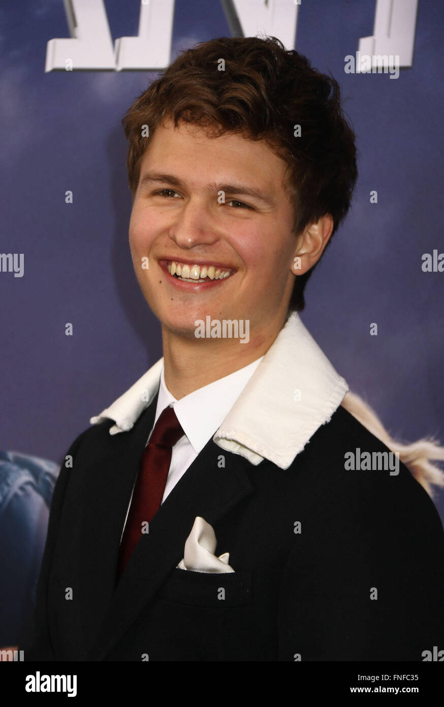 New York, USA. 14th Mar, 2016. Actor ANSEL ELGORT attends the World ...