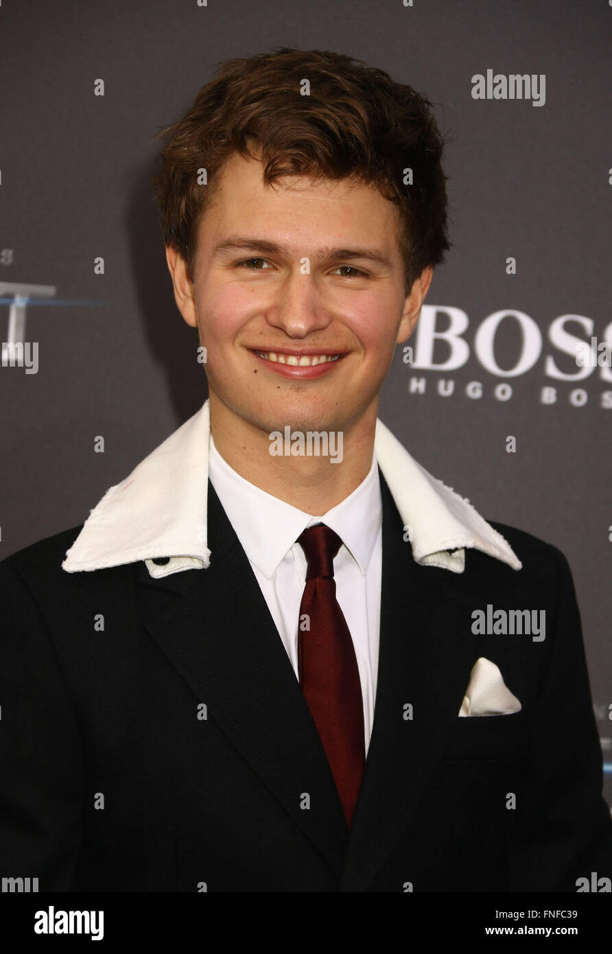 New York, USA. 14th Mar, 2016. Actor ANSEL ELGORT attends the World ...