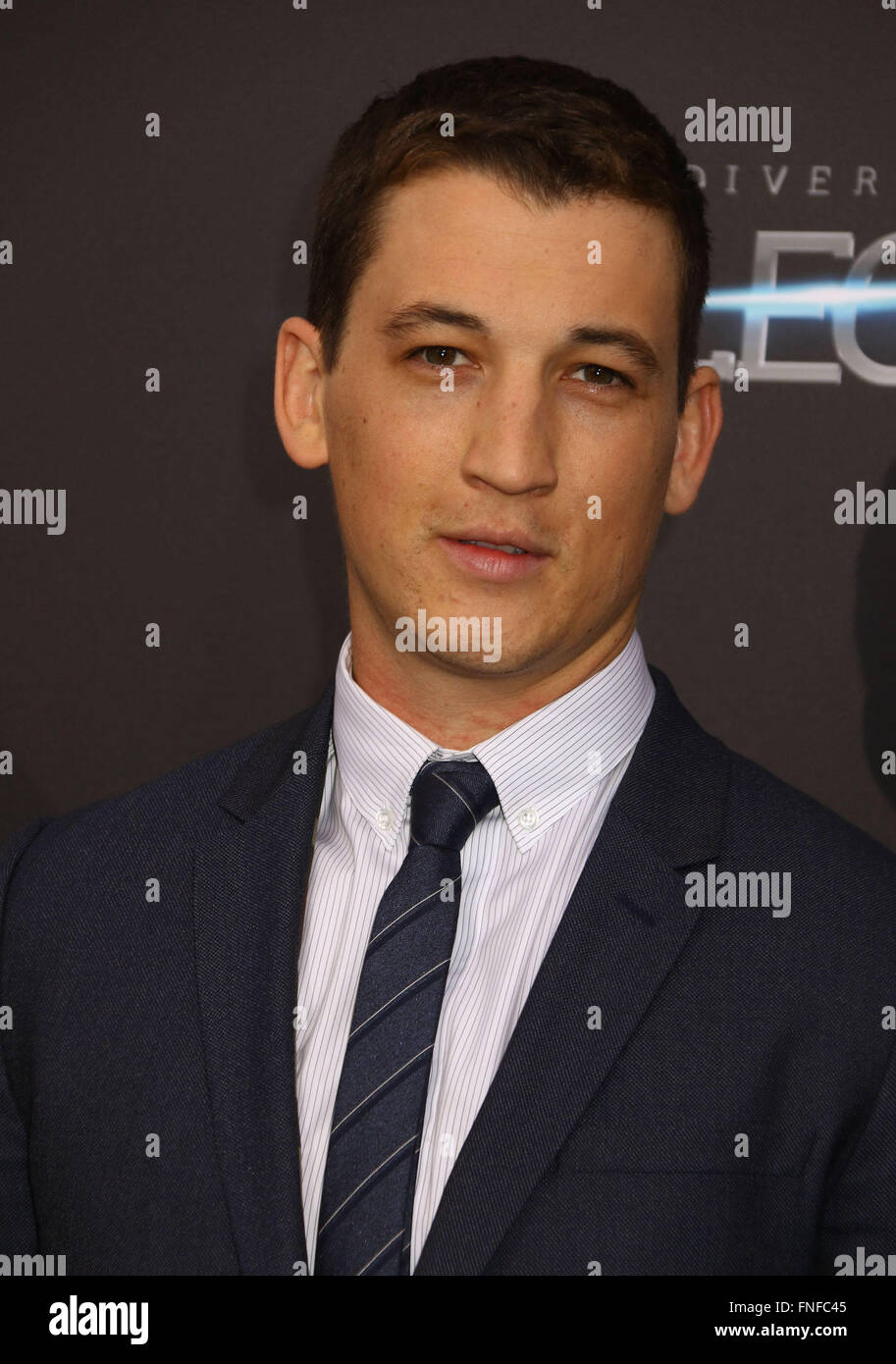 New York, USA. 14th Mar, 2016. Actor MILES TELLER attends the World ...