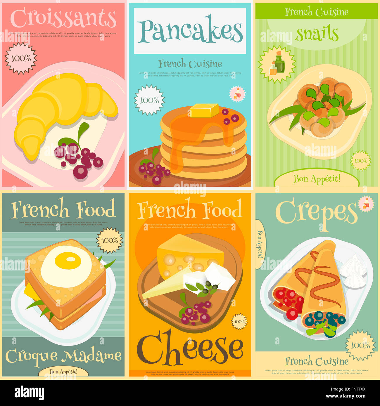 Vector Set Of French Cuisine National Food Of France Vintage Cuisine