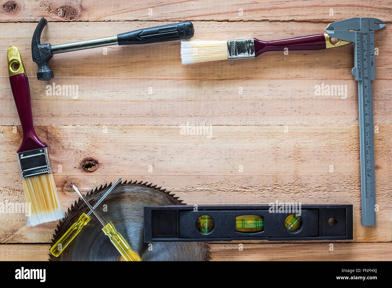 A photo of carpenter tools on wood board, Use for as background Stock ...