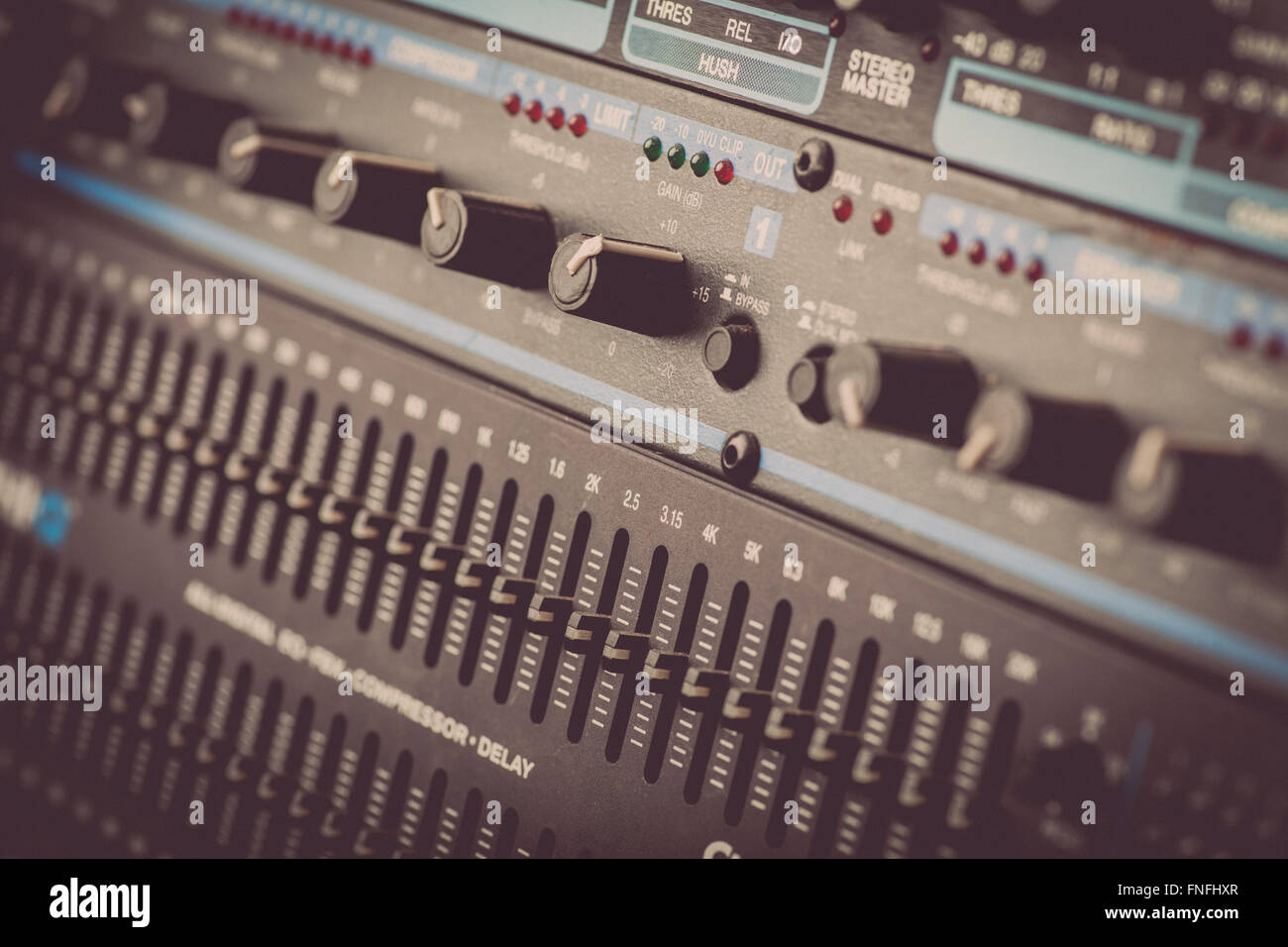 Color image of many buttons in a sound recording studio Stock Photo - Alamy