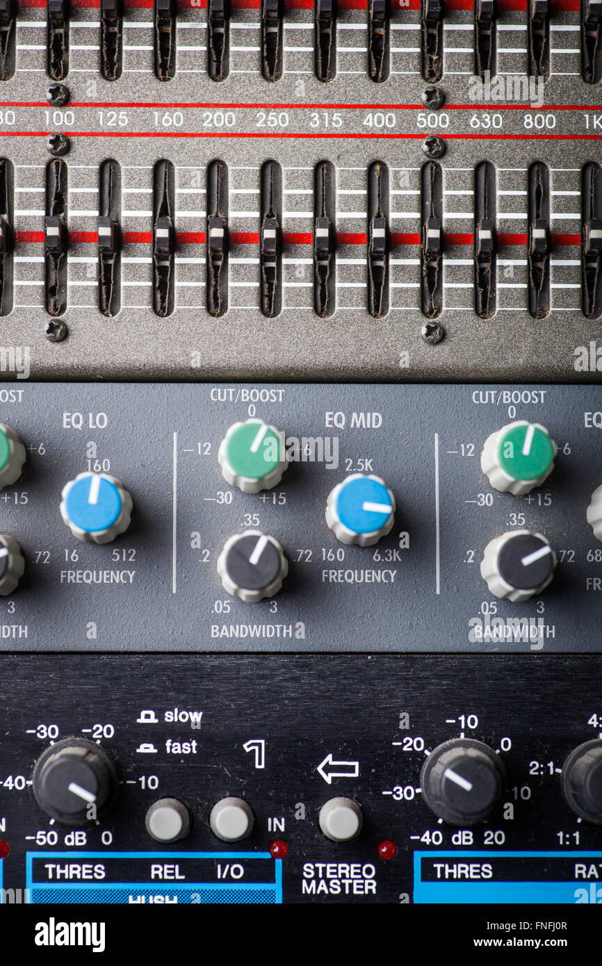 Color image of many buttons in a sound recording studio Stock Photo - Alamy