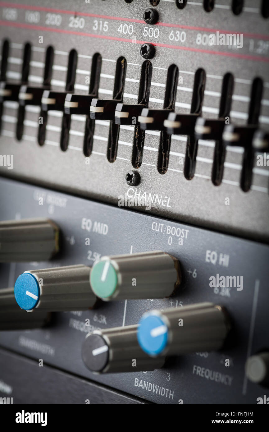 Color image of many buttons in a sound recording studio Stock Photo - Alamy