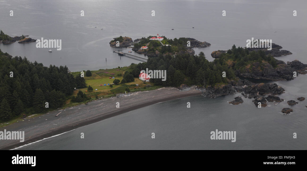 Friendly Cove on Nootka Island, as seen from a float plane. Off the ...