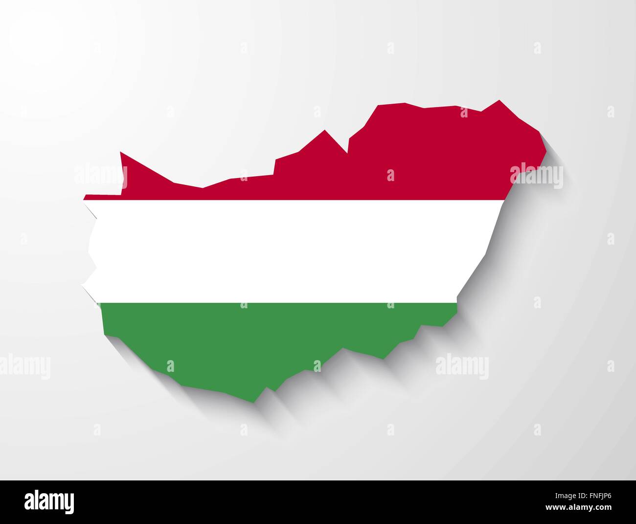Hungary country map with flag and shadow effect presentation Stock ...