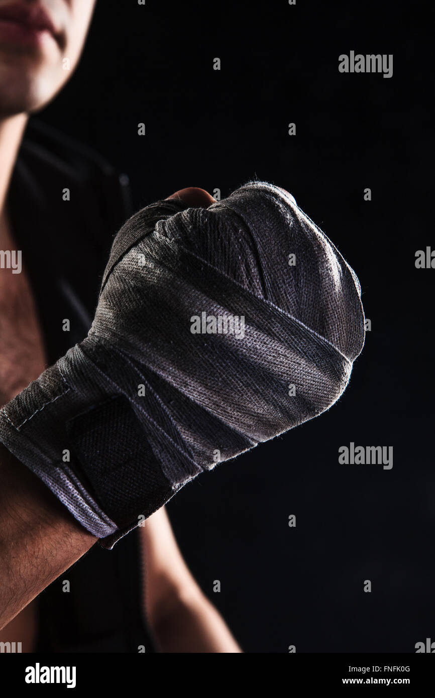 Close-up hand of muscular man with bandage Stock Photo - Alamy