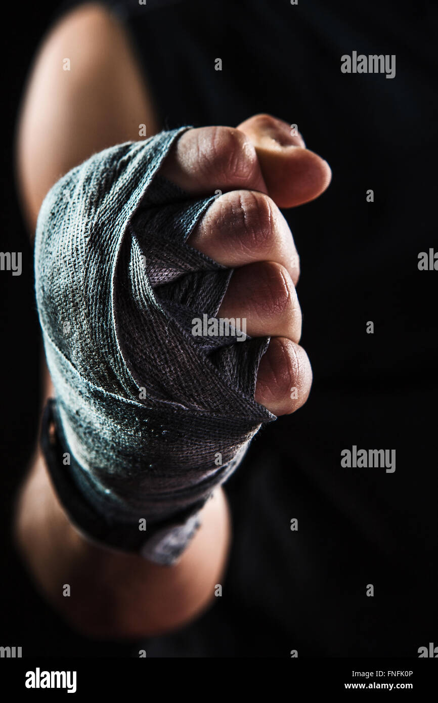 Close-up hand of muscular man with bandage Stock Photo - Alamy