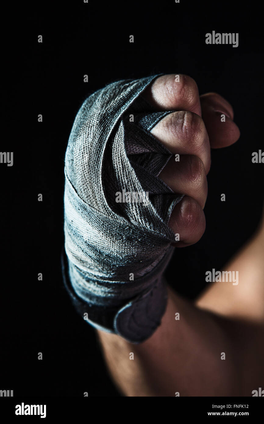 Close-up hand of muscular man with bandage Stock Photo - Alamy