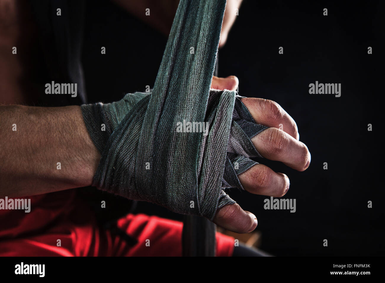 Close-up hand of muscular man with bandage Stock Photo - Alamy