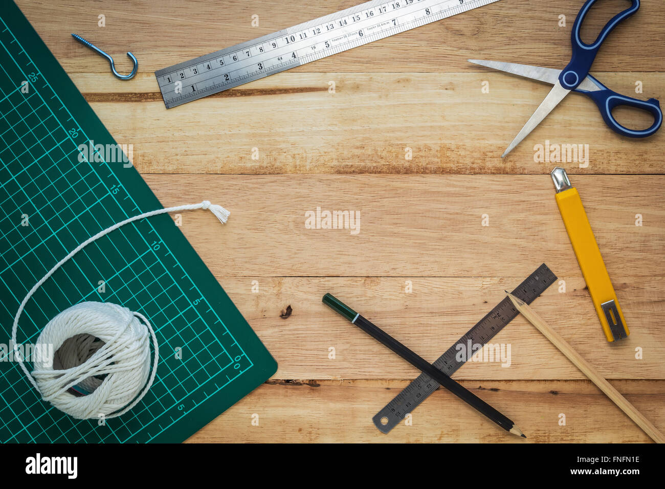 A photo of carpenter tools on wood board, Use for as background Stock ...