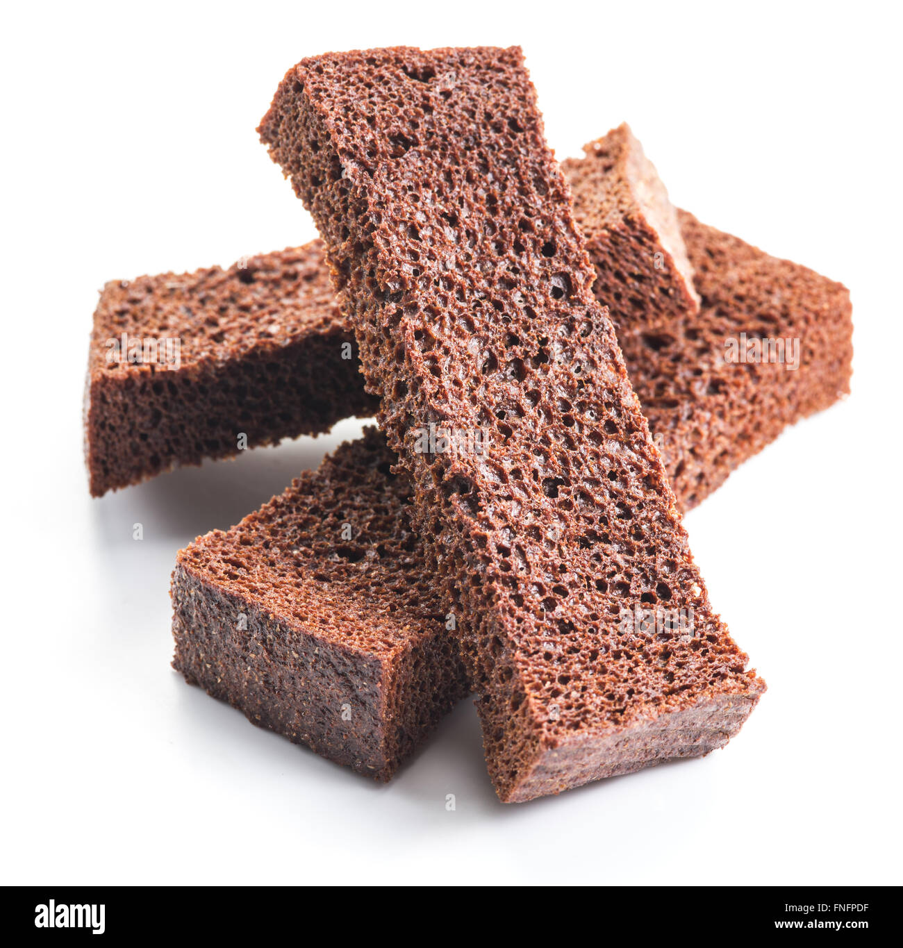 Bread croûtons isolated on a white background Stock Photo - Alamy