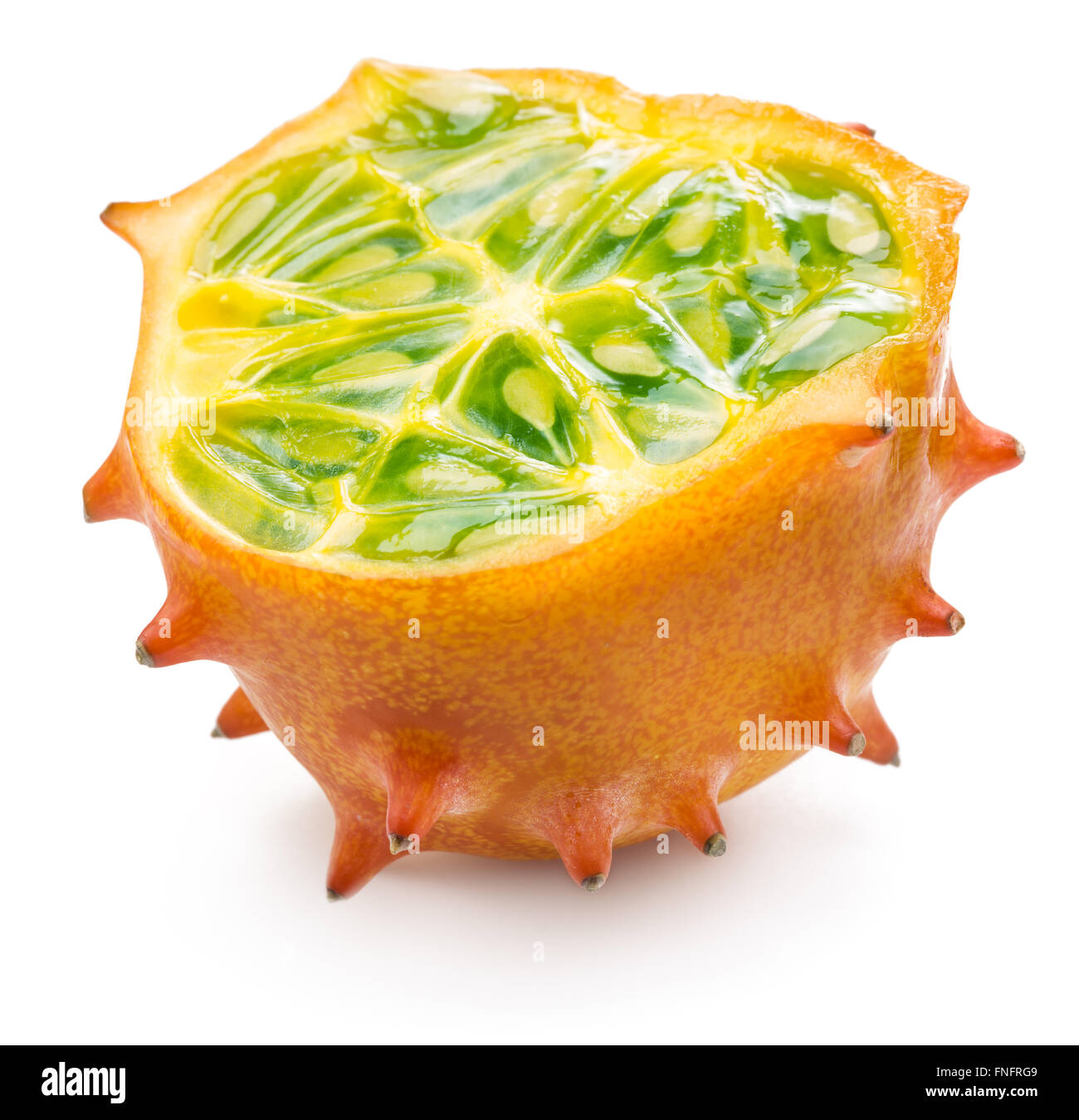 Half of kiwano fruit on the white background Stock Photo - Alamy