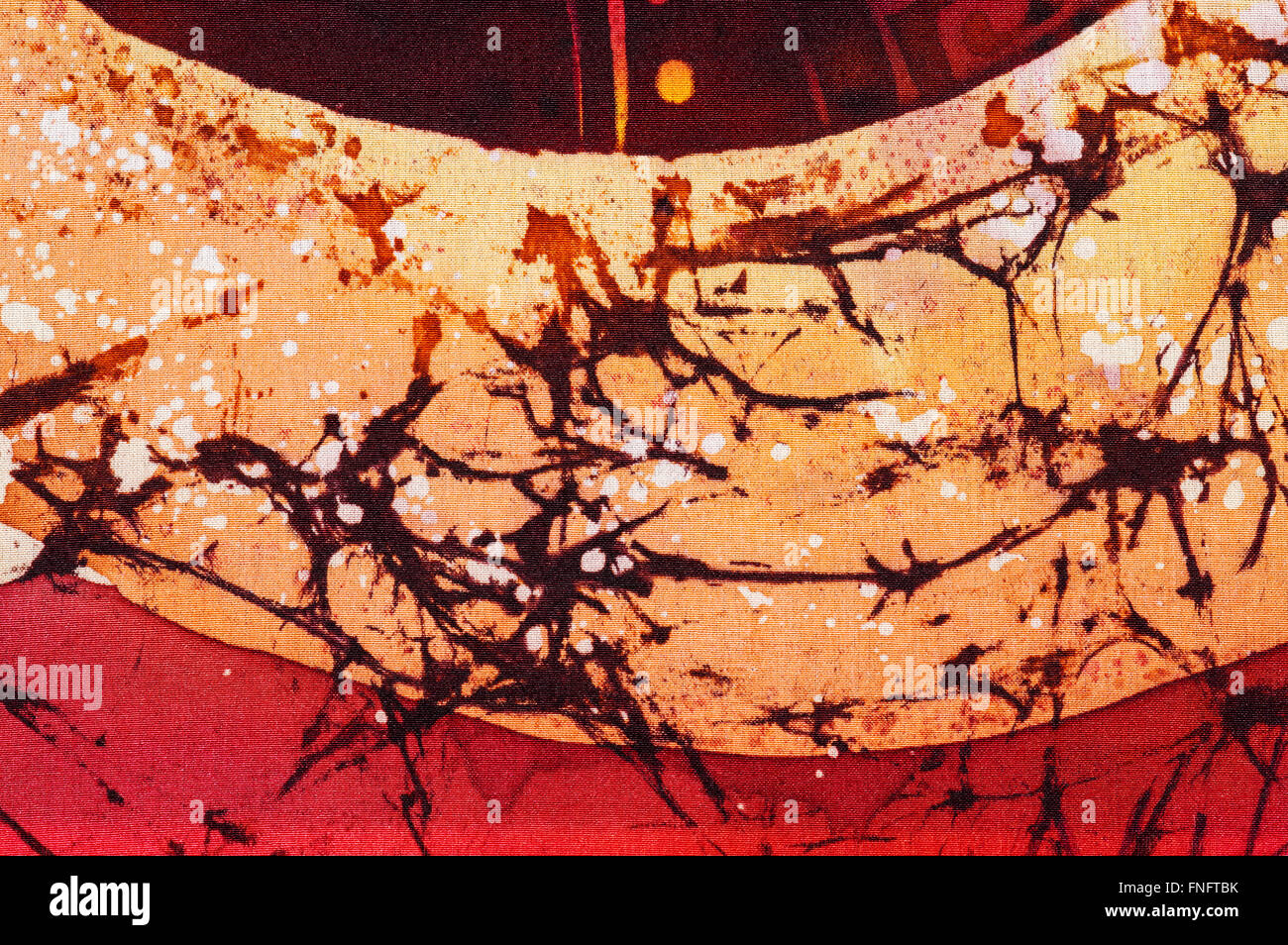 Abstraction, hot batik, background orange and red texture, handmade on ...