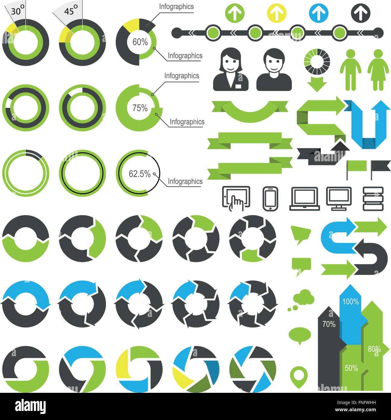 Set of infographic elements, icons and statistics data Stock Vector ...