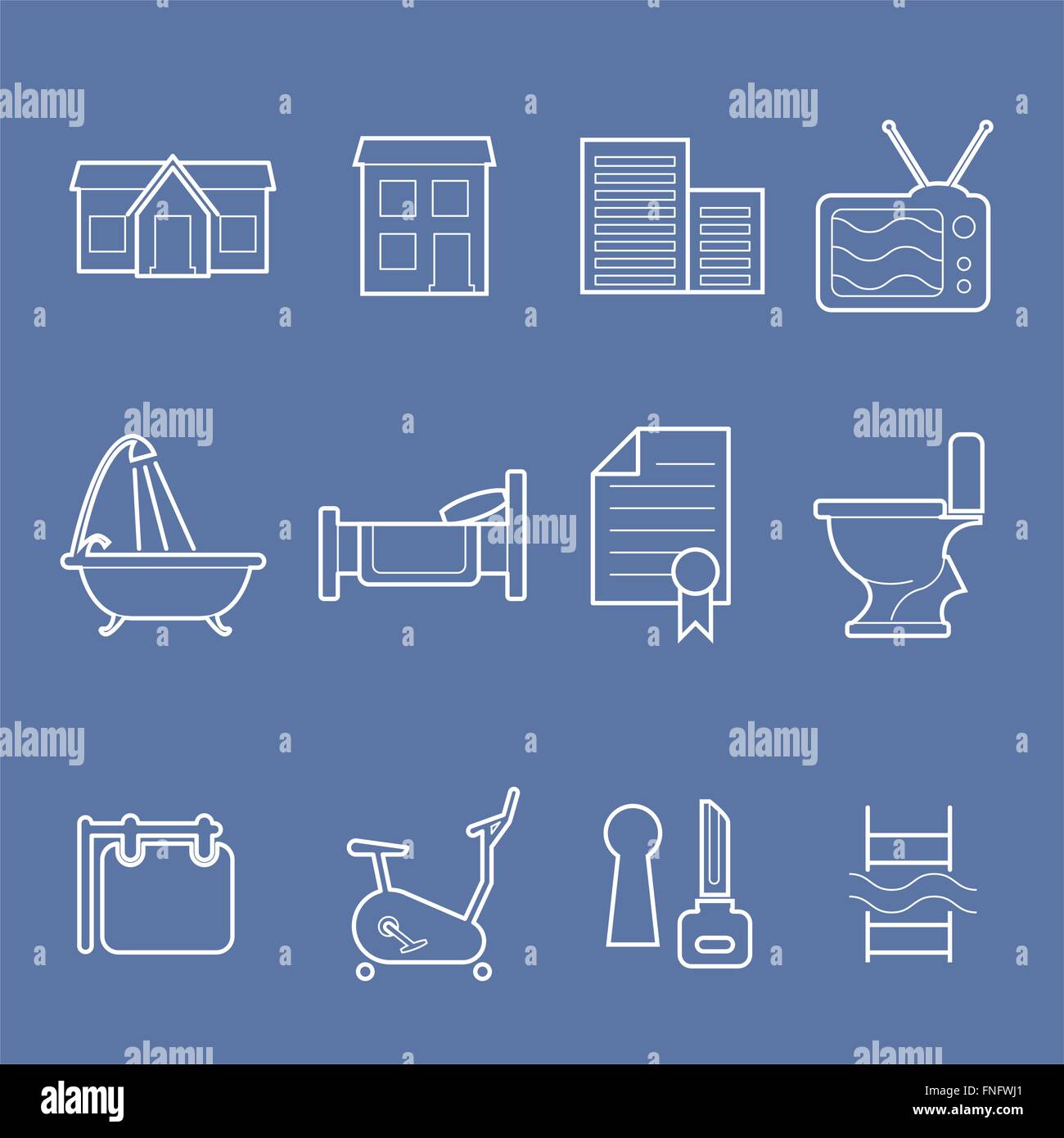 Real estate and accommodation amenities icons Stock Vector Image & Art ...