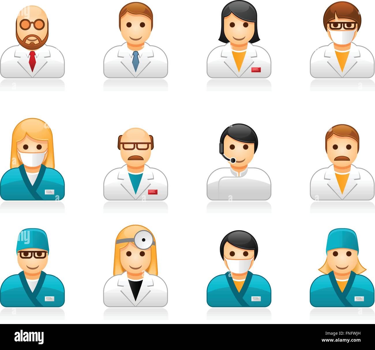 Medical staff avatars - user icons of doctors (physicians) and nurses ...