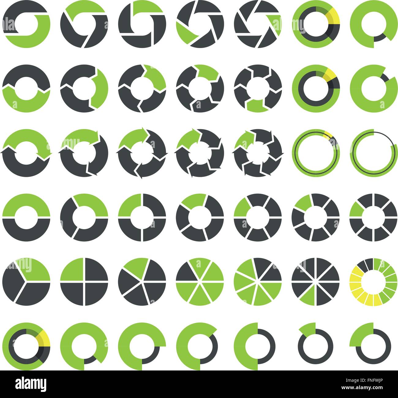 Pie charts and circular graph infographics set Stock Vector Image & Art ...