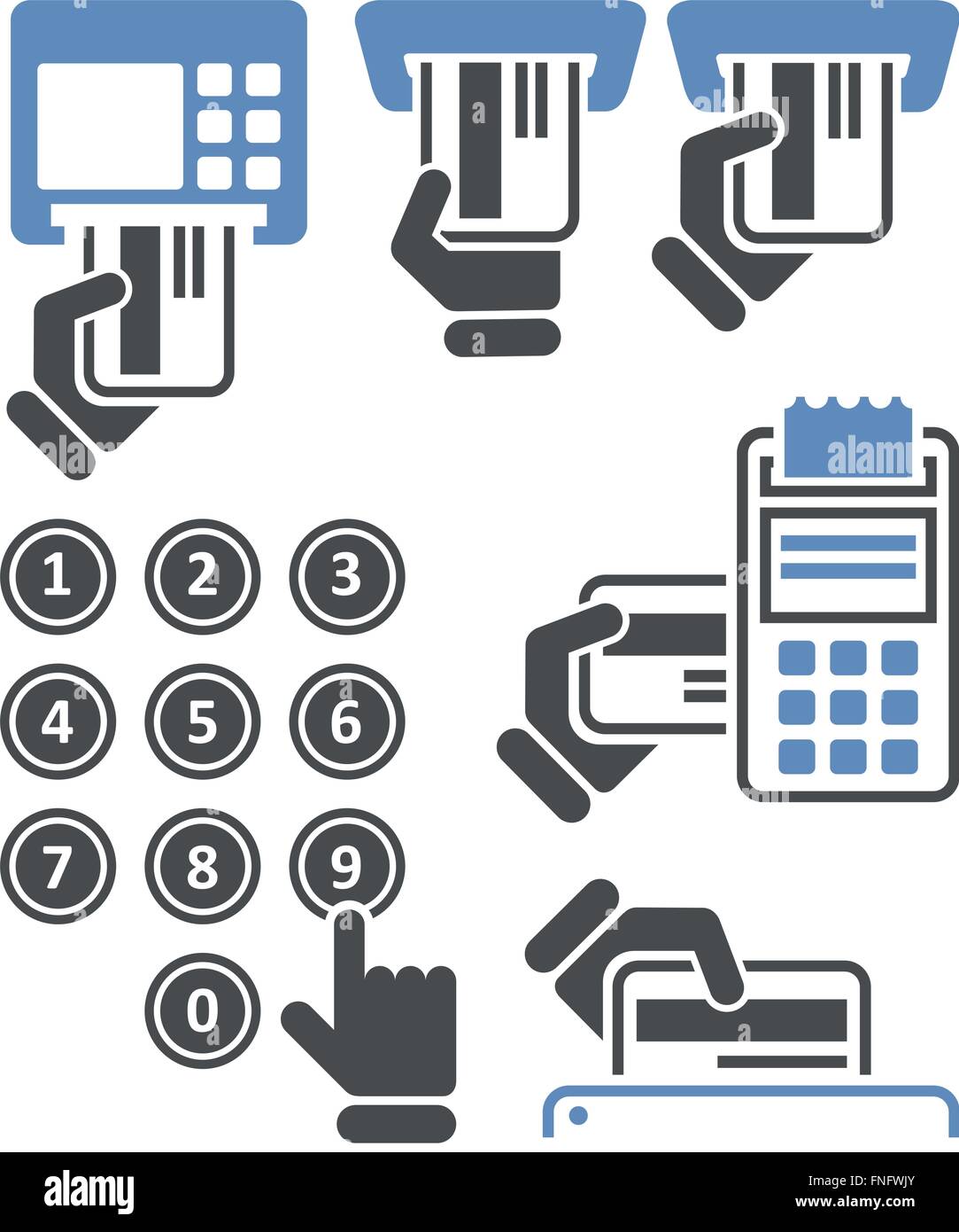 ATM keypad and POS-Terminal - credit card payment icons Stock Vector ...