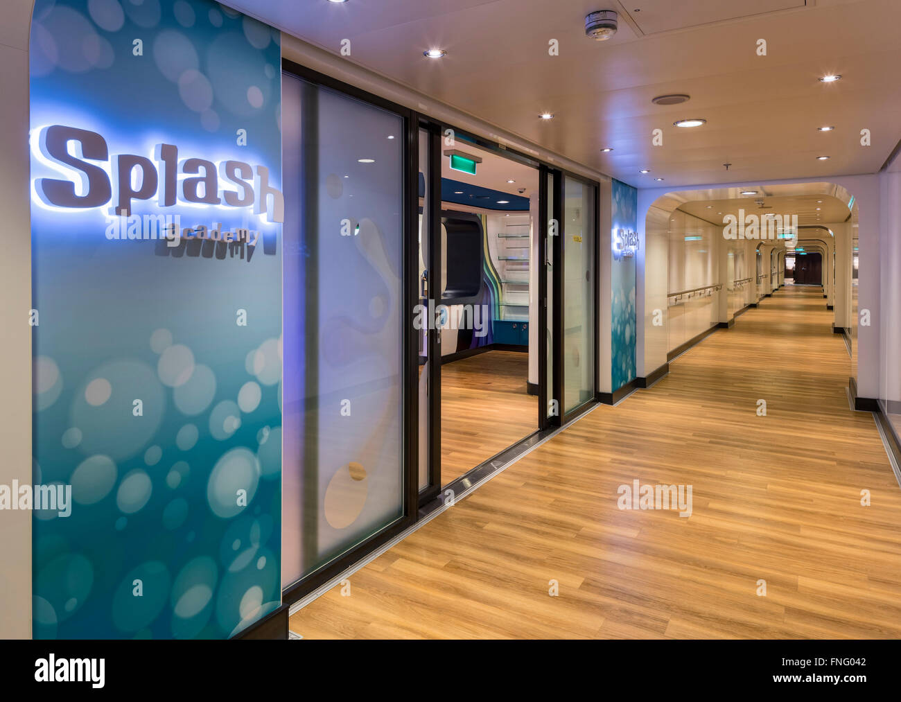 Entrance to children's crèche with colourful signage. Norwegian Cruise ...