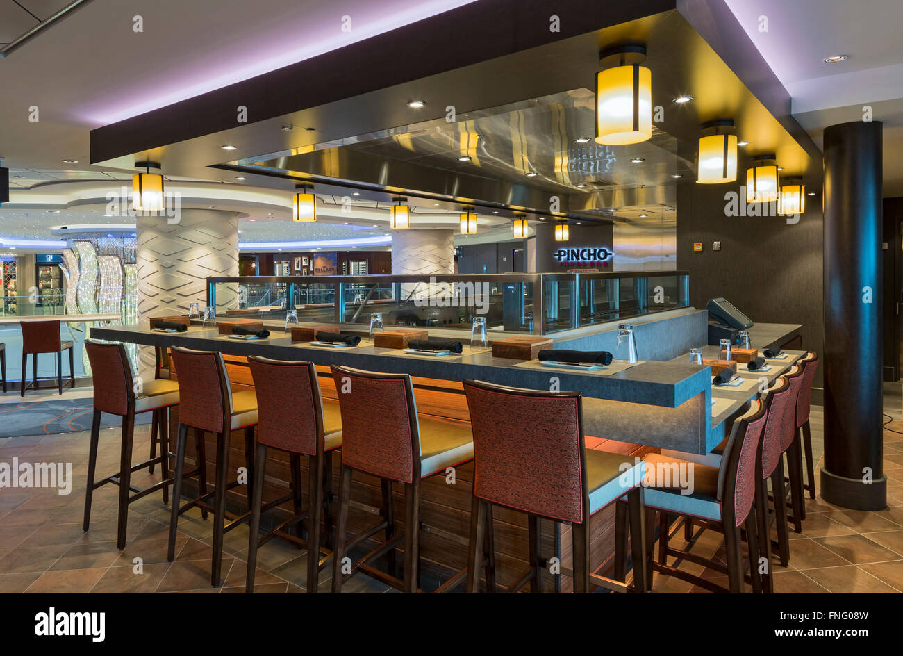 Tapas bar restaurant bar counter stool seating hi-res stock photography ...