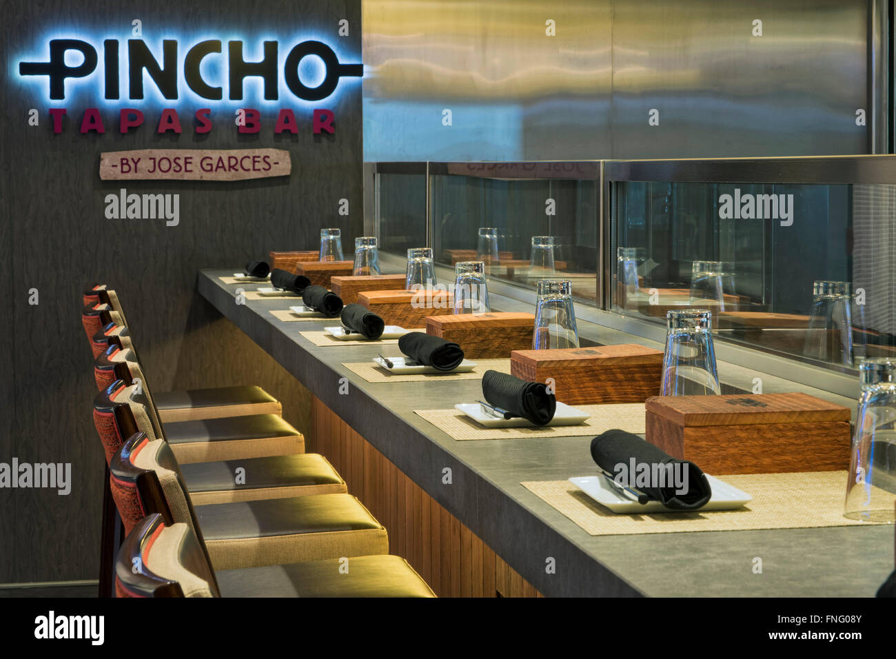 Tapas bar restaurant bar counter stool seating hi-res stock photography ...