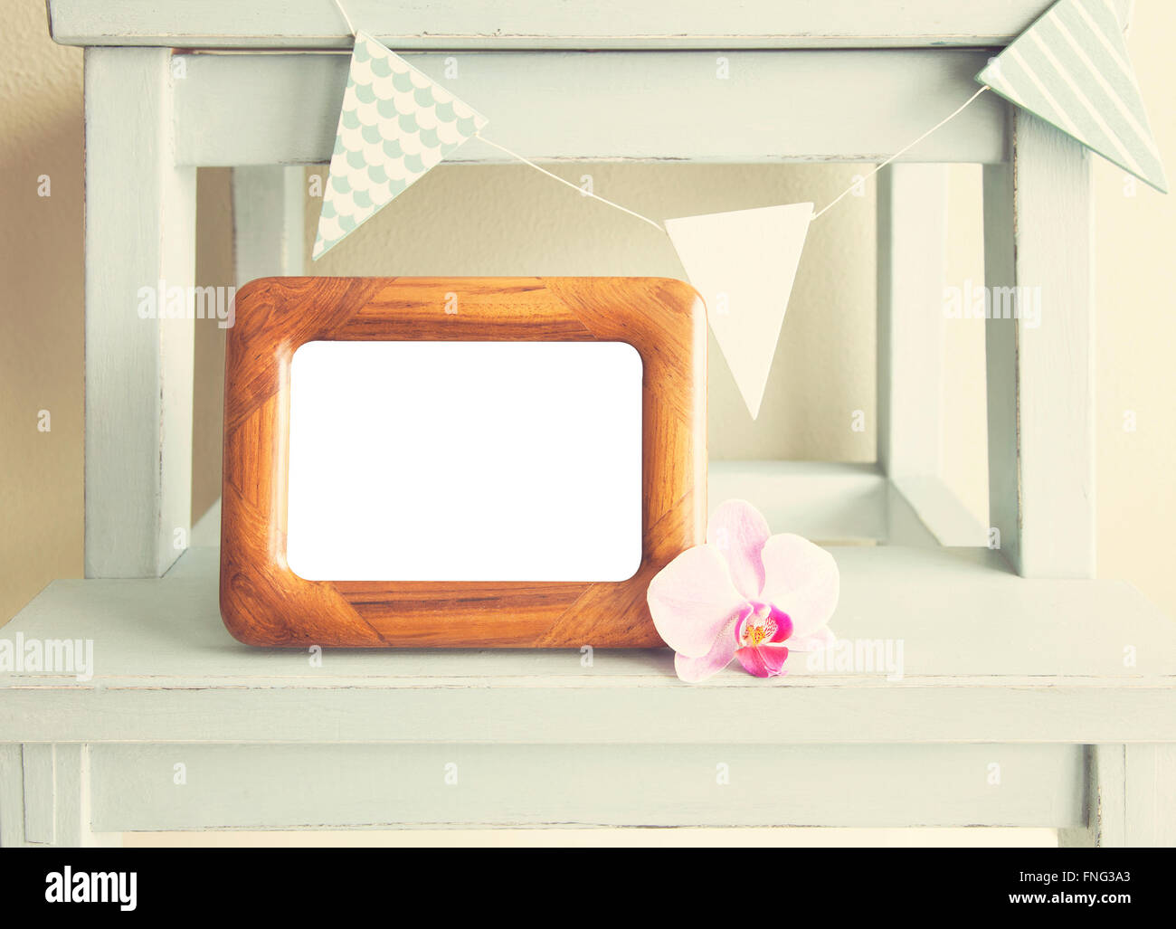 Image of vintage pastel styled mockup scene with wooden frame Stock ...