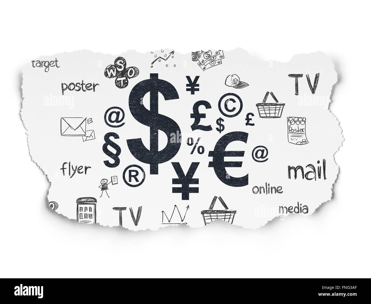 Advertising concept: Finance Symbol on Torn Paper background Stock ...
